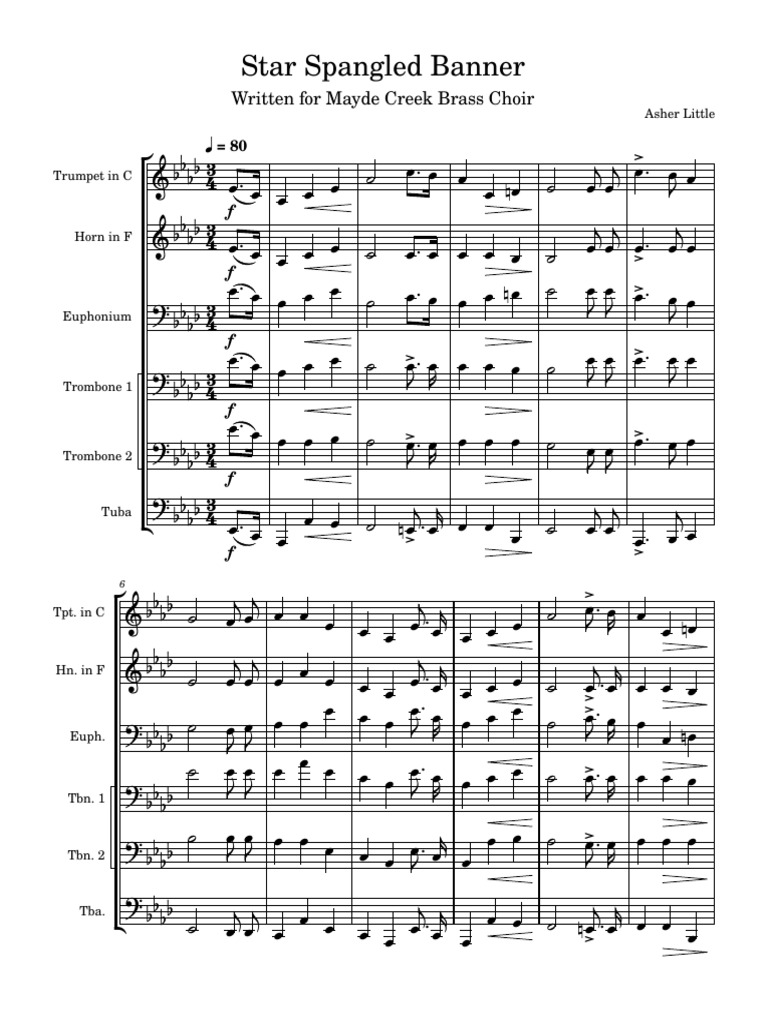 Star Spangled Banner - Score - and - Parts | PDF | Elementary ...