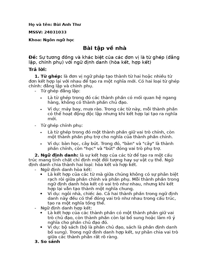 BTVN Tu Vung Hoc | PDF