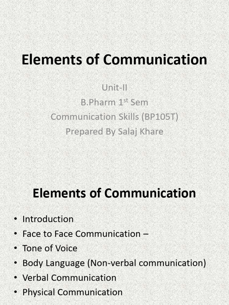 Elements of Communication (1) | PDF | Communication | Nonverbal ...