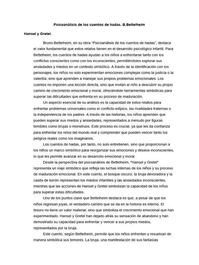 Hansel y Gretel | PDF | Hansel y Gretel | Las emociones
