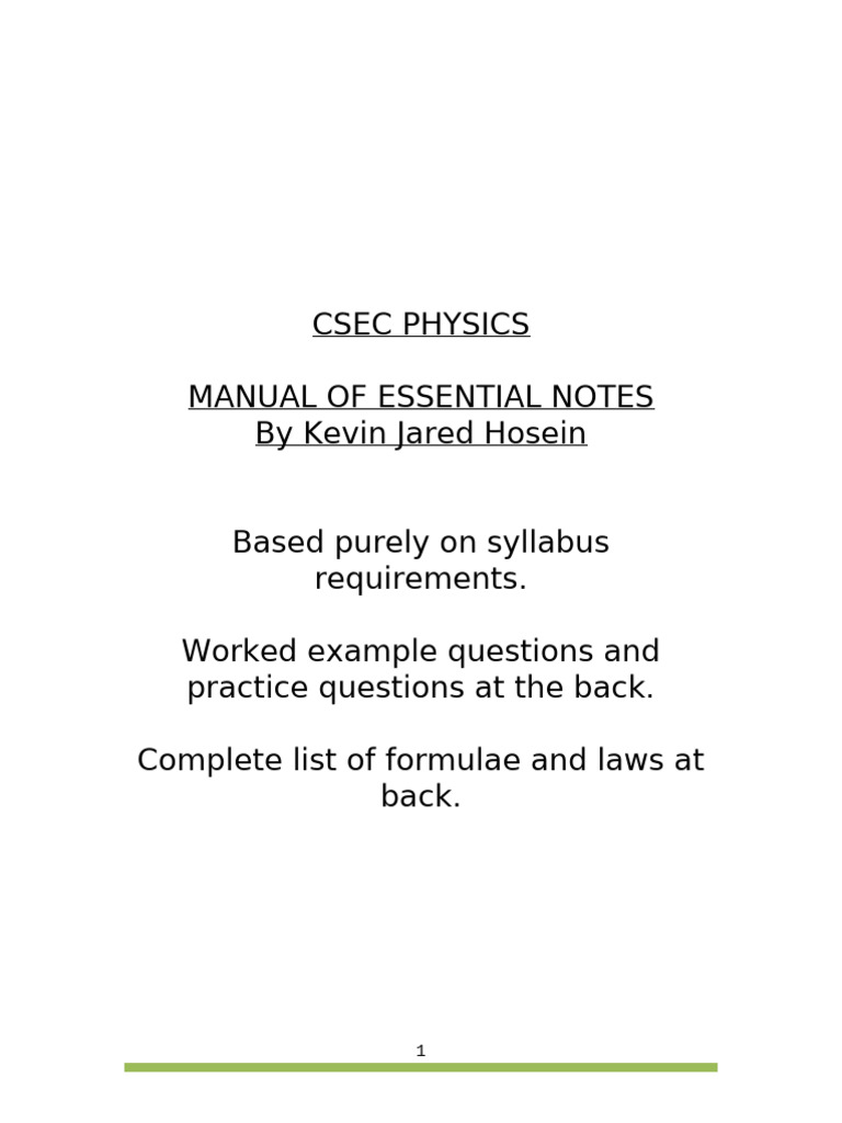 CSEC Physics Manual | PDF | Lever | Force
