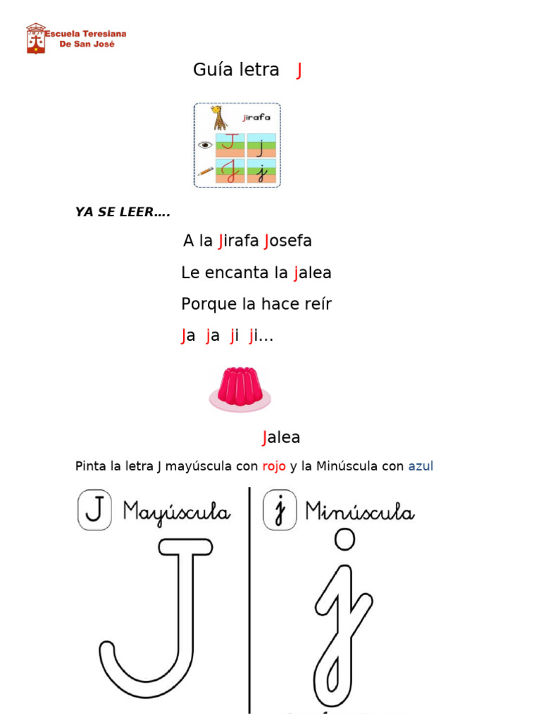 Guía Letra J 1 | PDF