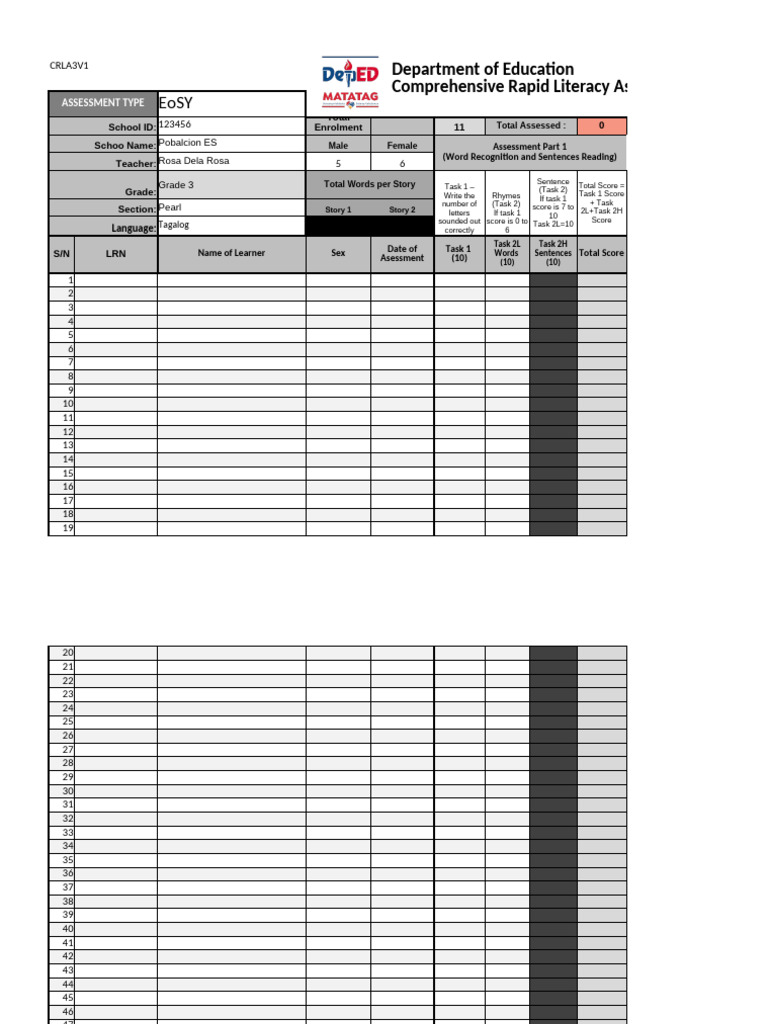 Grade 3 Tagalog Reading Assessment | PDF | Fluency | Tagalog Language