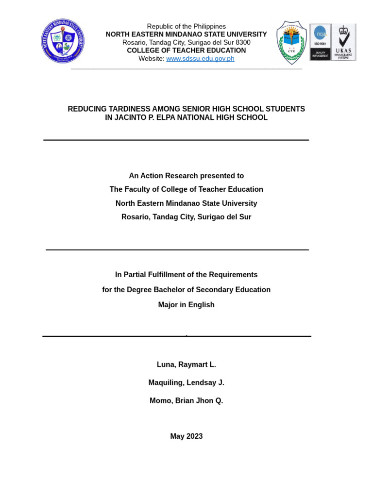Reducing Tardiness in Senior High School | PDF | Cognition | Learning