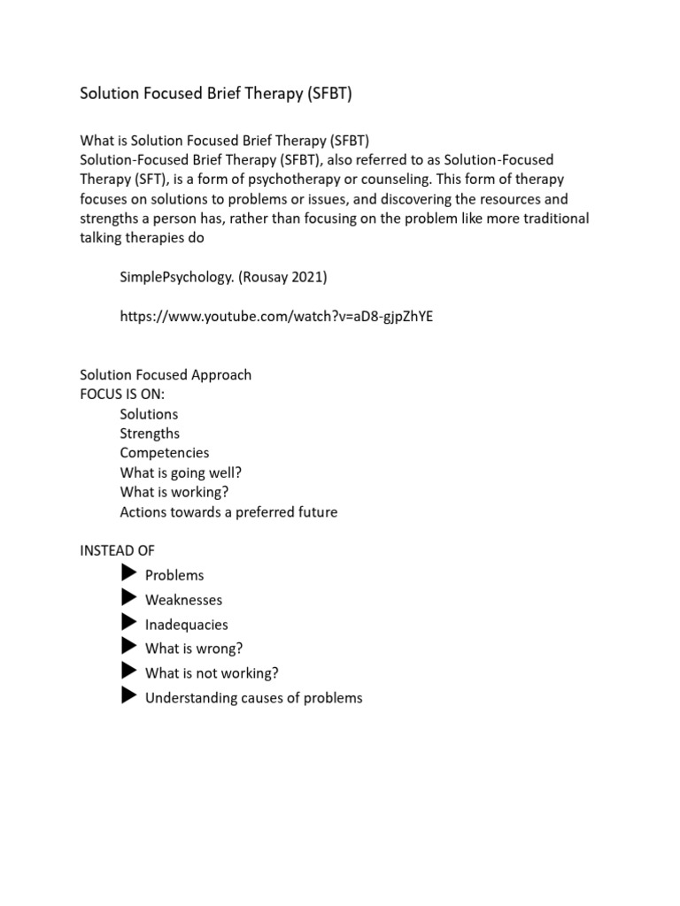 4 Solution Focused Therapy | PDF | Psychotherapy | Mental Health