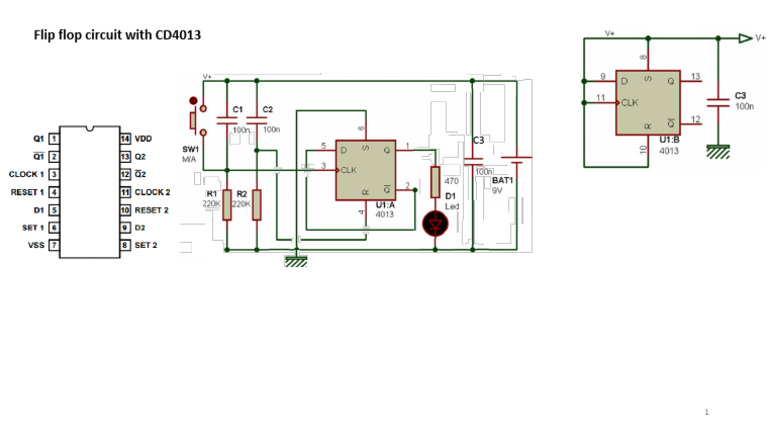 One Button Flip Flop Circuit CD4013 | PDF