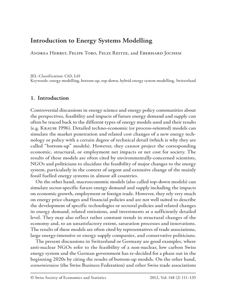 Introduction to Energy Systems Modelling | PDF | Input–Output Model ...