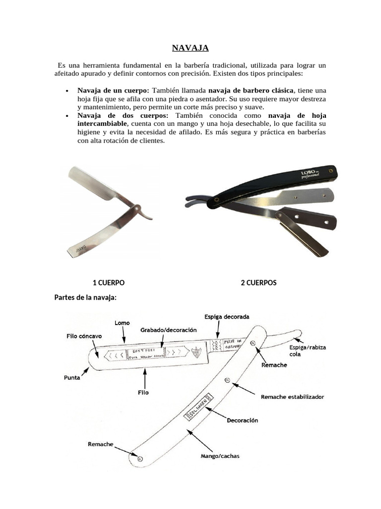 Tipos de navajas para afeitado profesional | PDF