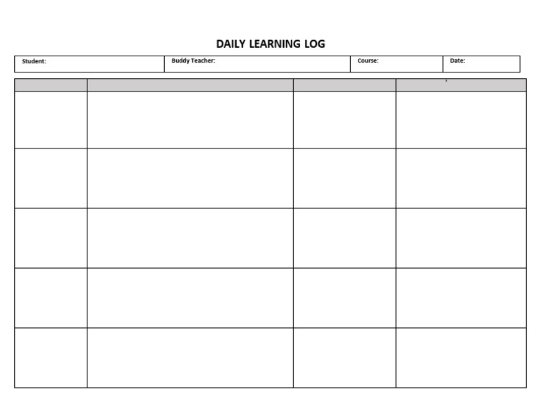 Daily Learning Log Template | PDF