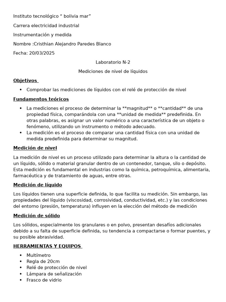 Mediciones | PDF | Medición | Líquidos