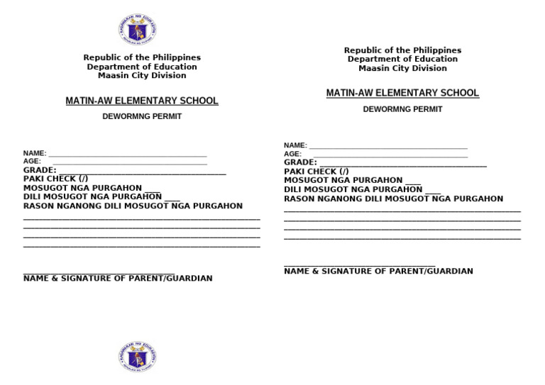 DEWORMING PERMIT Revised MATIN AW | PDF