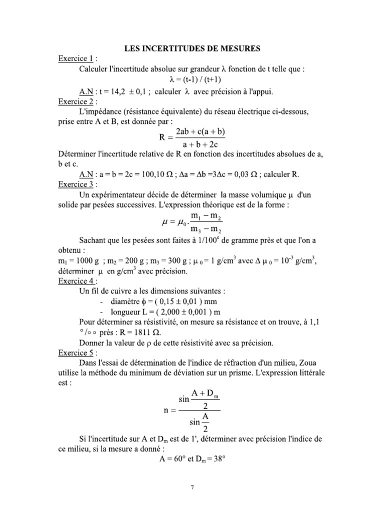 TD Meca Incertitudes p1-7 | PDF