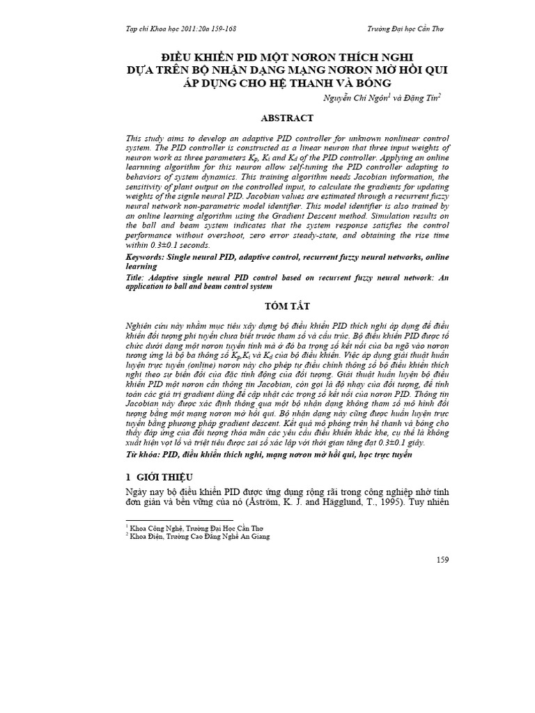 2011 - ĐIỀU KHIỂN PID MỘT NƠRON THÍCH NGHI | PDF