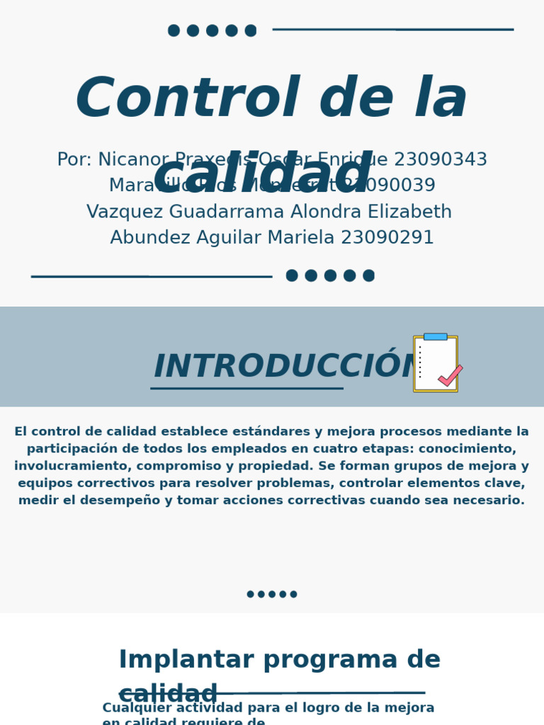 Control de Calidad Equipo 3 | PDF | Business