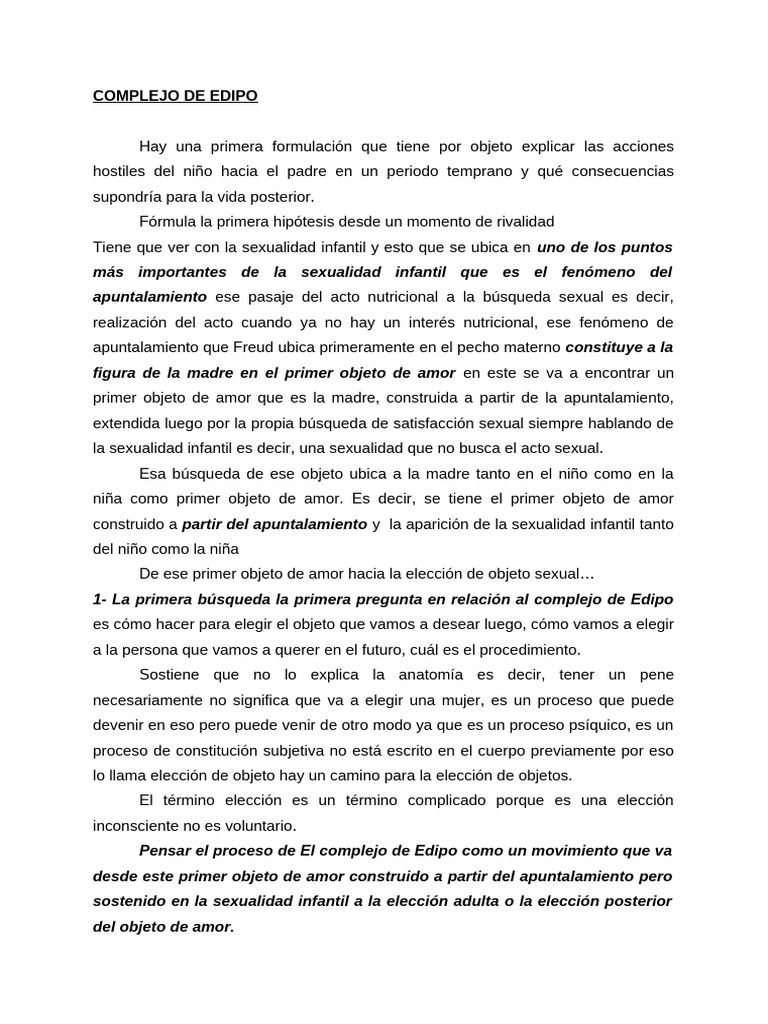 Complejo de Edipo: Amor y Sexualidad Infantil | PDF | Complejo de Edipo ...