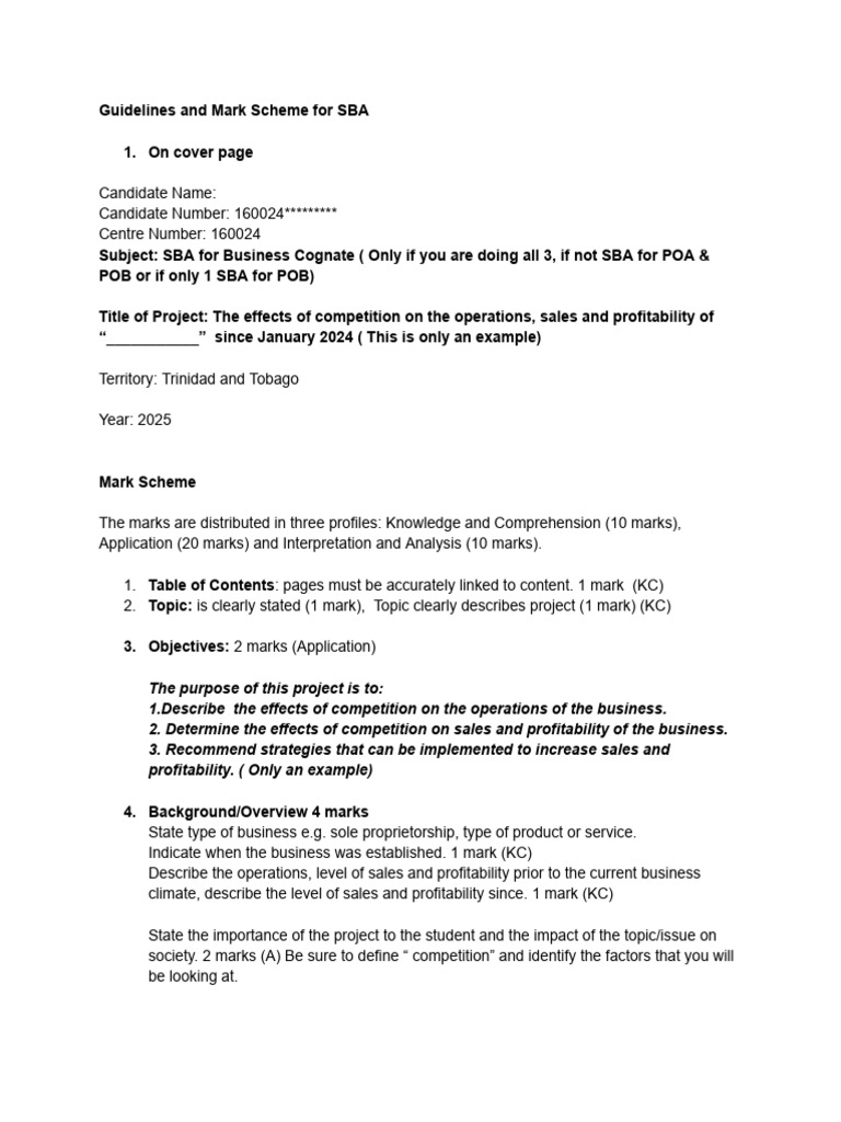 SBA Guidelines for Business Projects | PDF | Questionnaire | Methodology