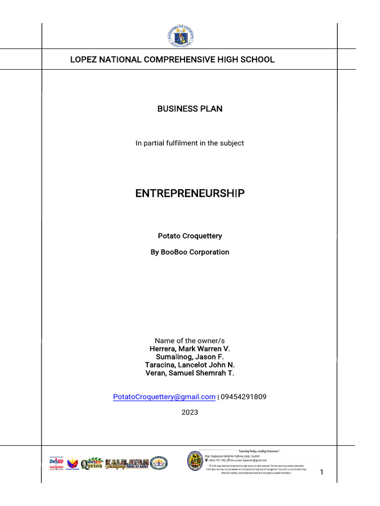 PotatoCroquettery BusinessPlan | PDF | Breads | Spoon