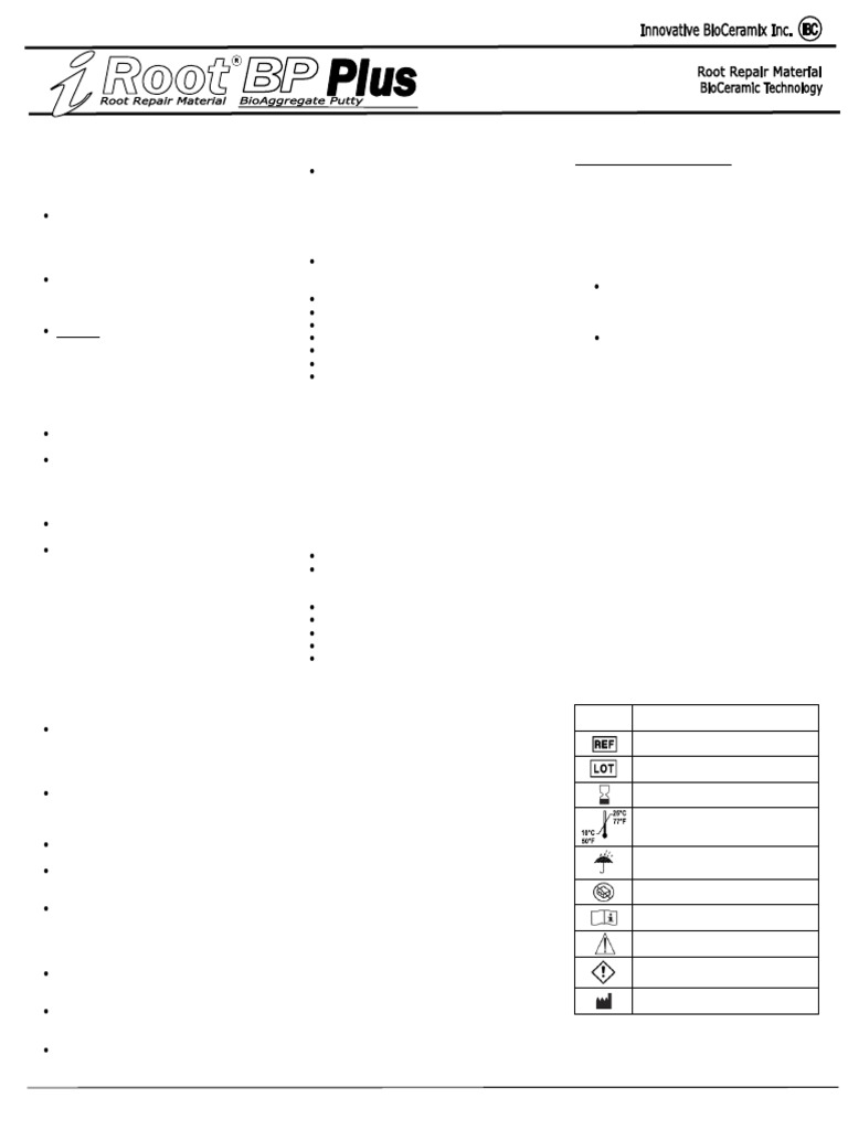 IRoot BP Plus IFU.221150457 | PDF | Dentistry Branches | Dentistry