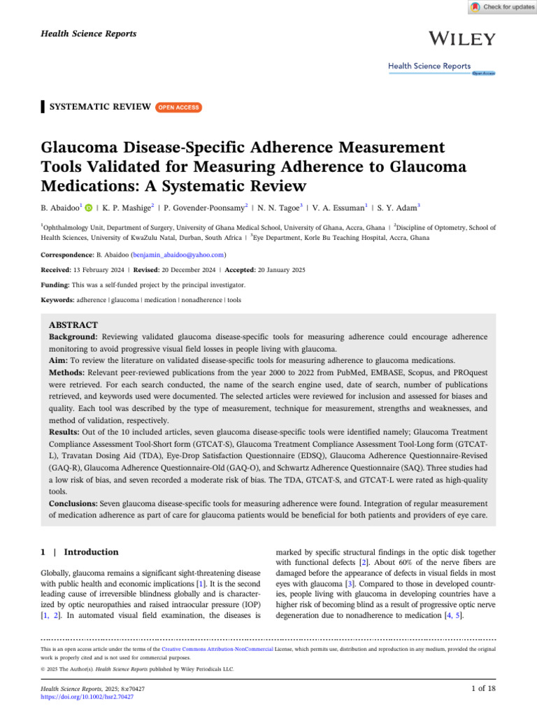 Health Science Reports - 2025 - Abaidoo - Glaucoma Disease Specific ...