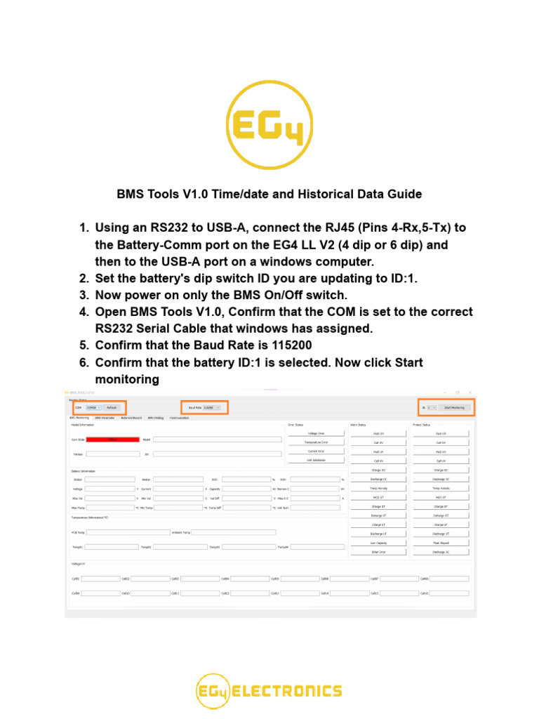 BMS Tools V1.0 RS232 Connection Guide | PDF