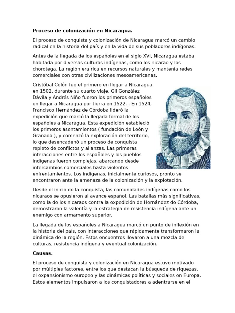 Proceso de Colonización en Nic | PDF | Nicaragua | Colonialismo