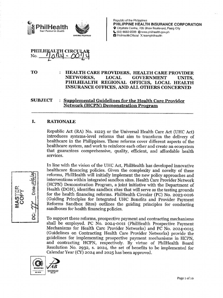 PC No. 2024-0024 - Supplemental Guidelines For The Health Care Provider ...