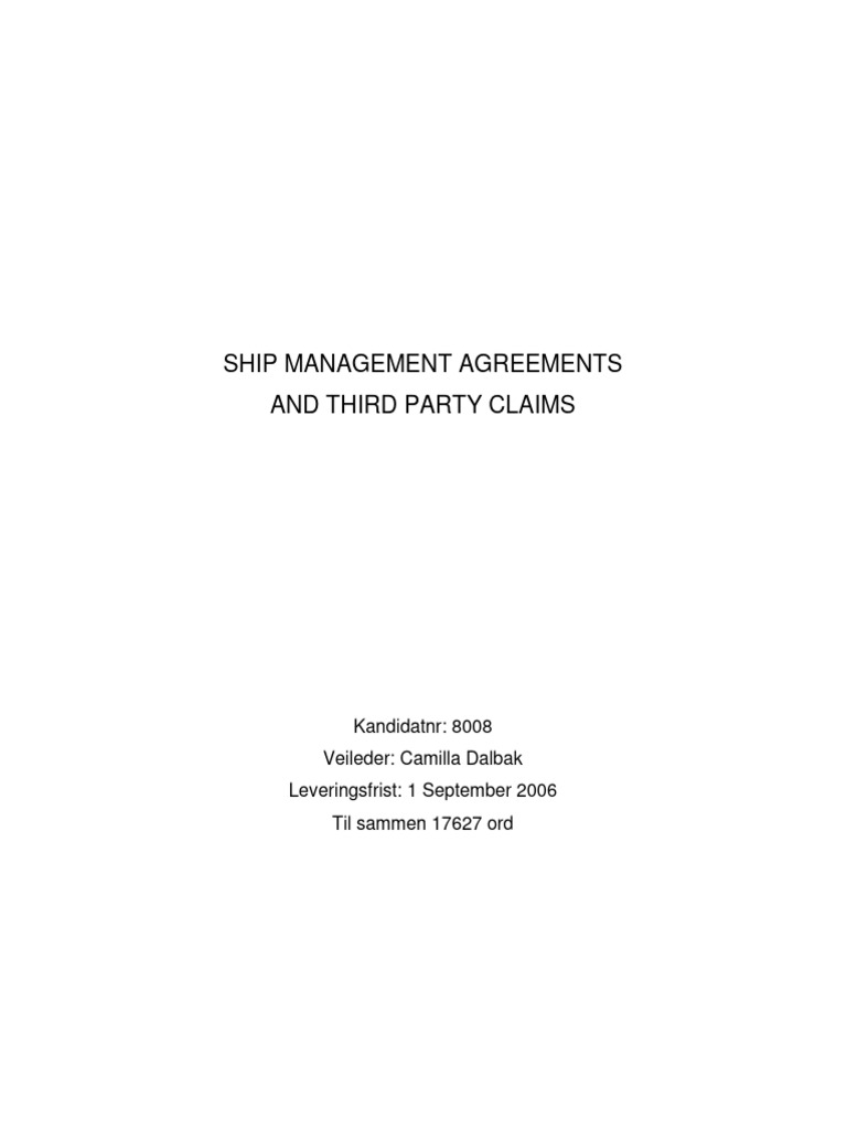 Ship Management Agreement | PDF | Law Of Agency | Breach Of Contract