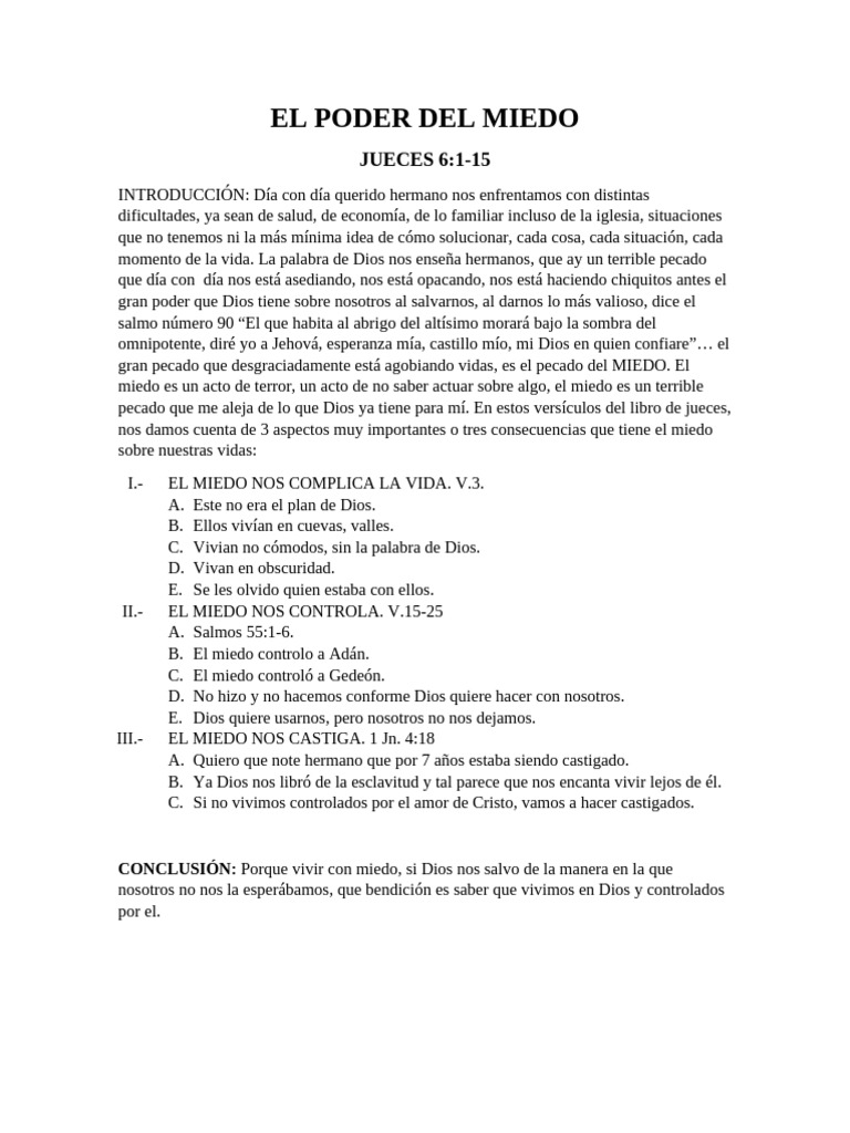 El Poder del Miedo en Nuestras Vidas | PDF