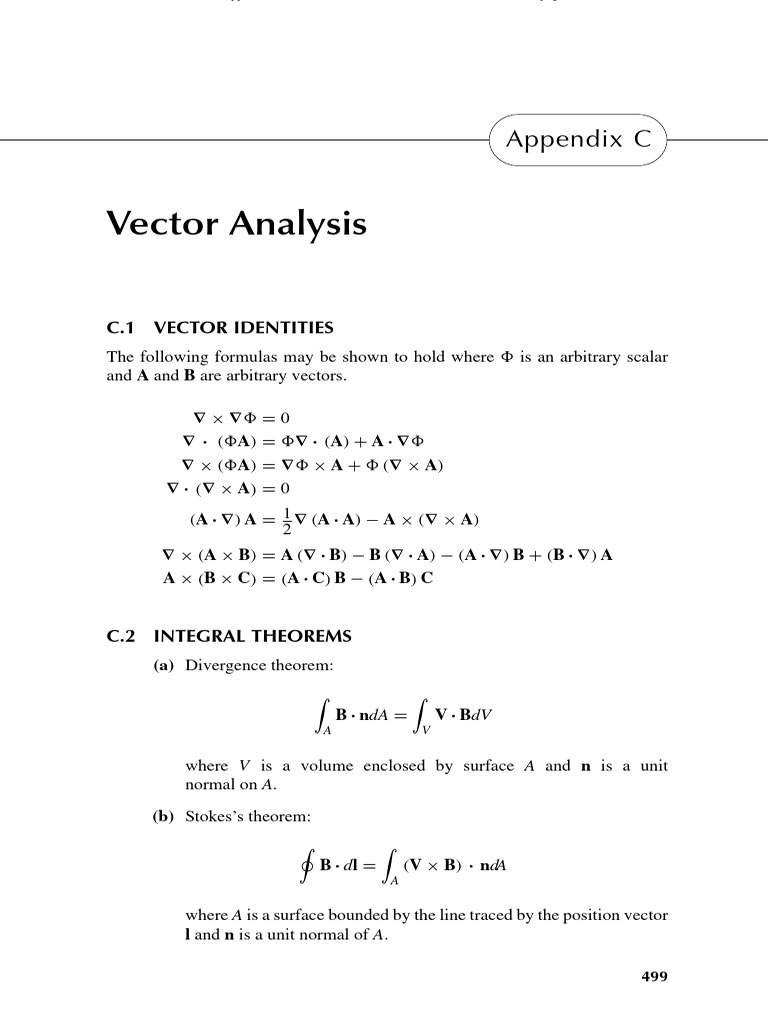 Vector Analysis and Identities Guide | PDF | Euclidean Vector | Mathematics