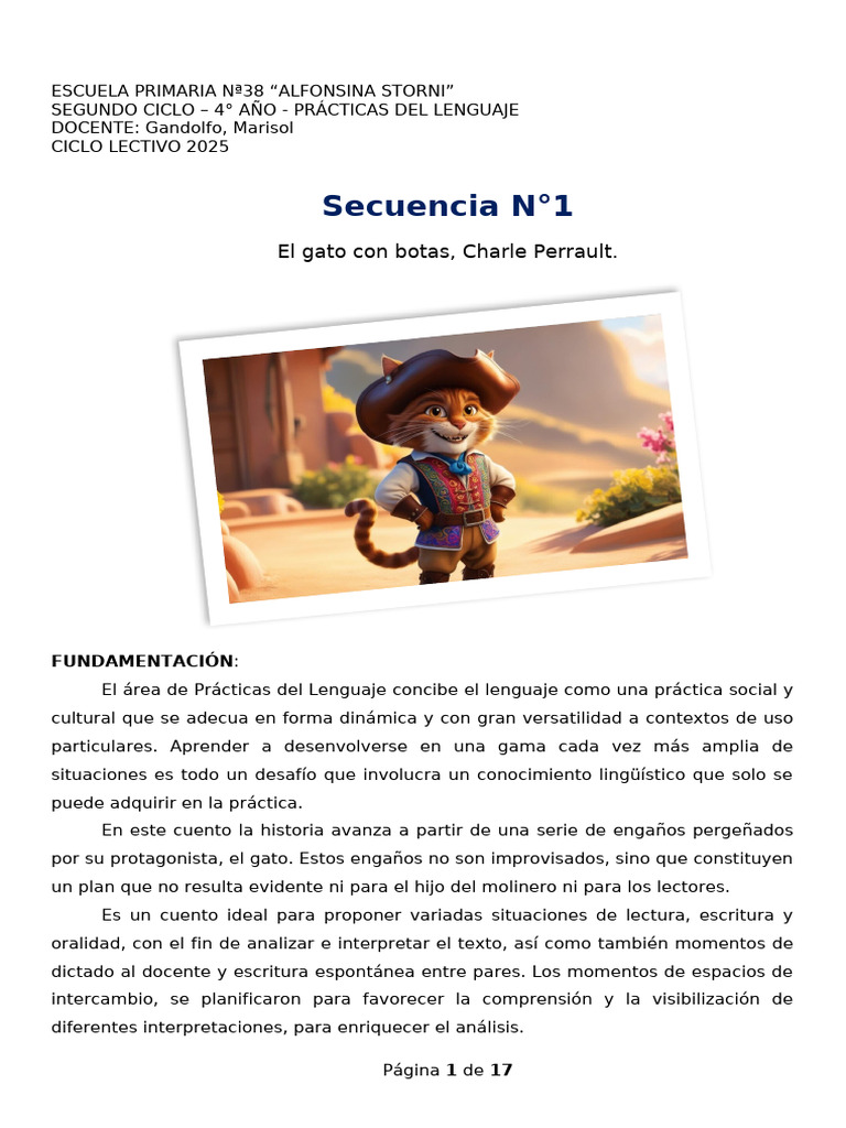 Prácticas del Lenguaje: El Gato con Botas | PDF | Charles Perrault ...