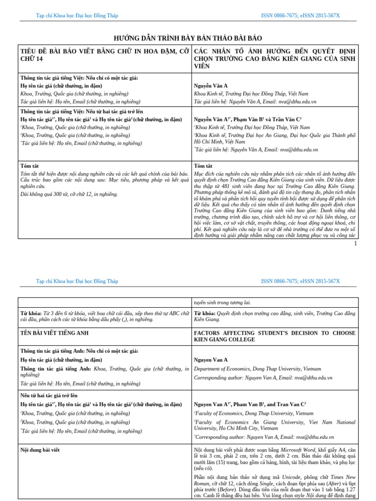 Huong Dan Trinh Bay Ban Thao Bai Bao-OTH (1) | PDF