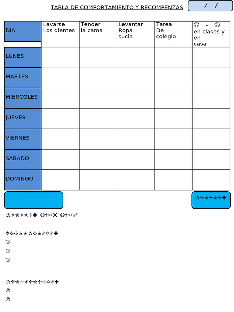 Tabla de Comportamiento y Recompenzas (PDF - Io) | PDF