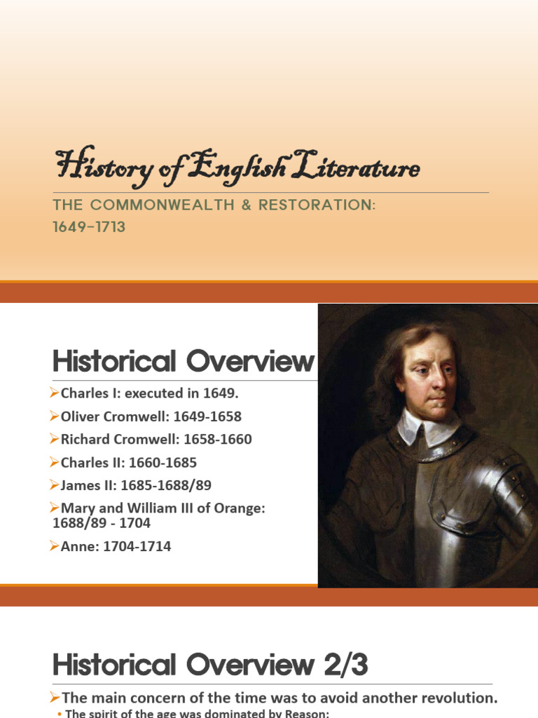 04 History of English Literature - Commonwealth & Restoration | PDF ...