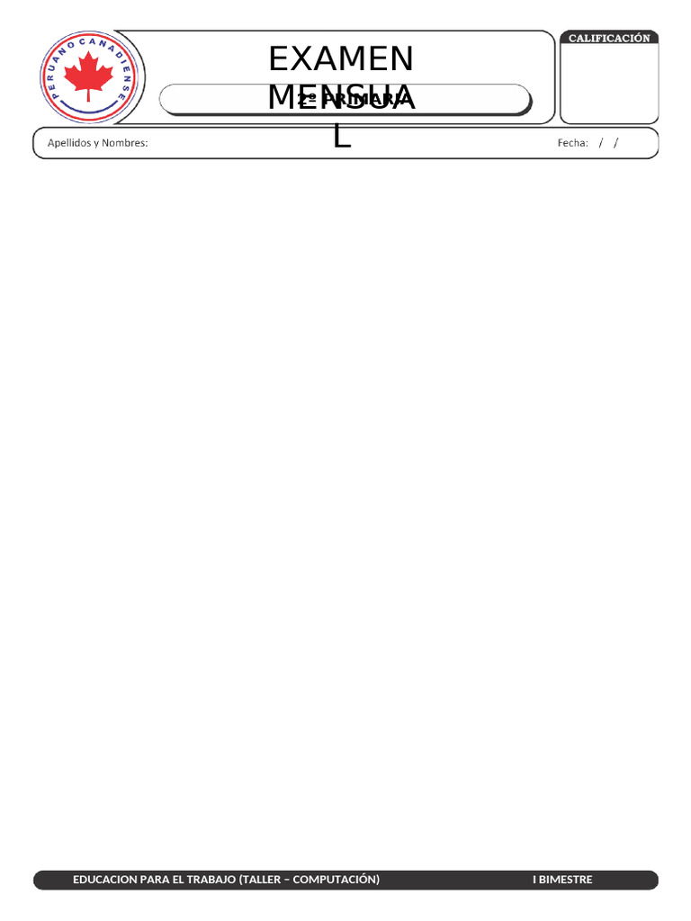 Formato Examen Mensual | PDF
