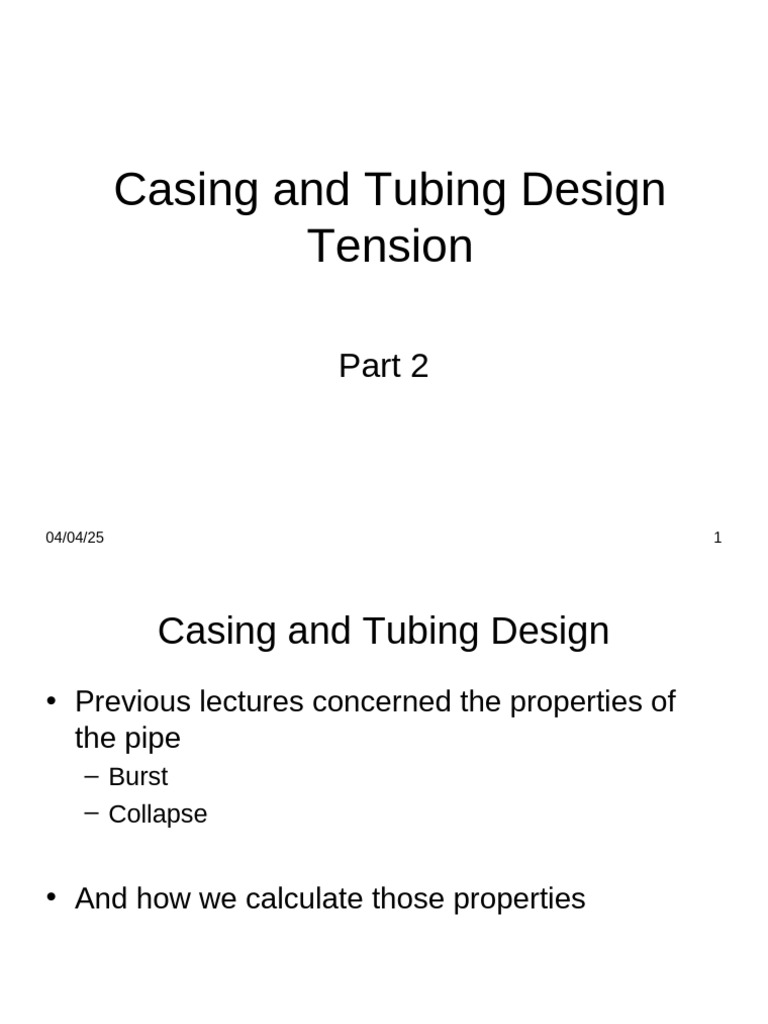 Casing and Tubing Design: Tension Analysis | PDF | Casing (Borehole ...