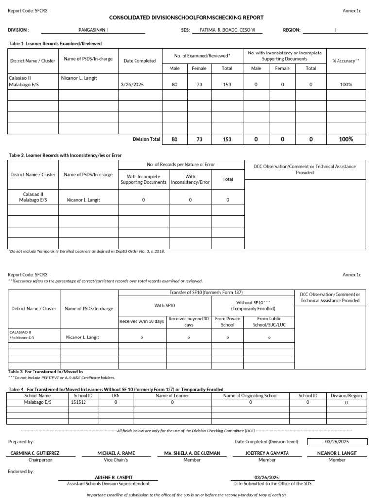 Consolidated-Division-School-Forms-Checking-Report (1) | PDF