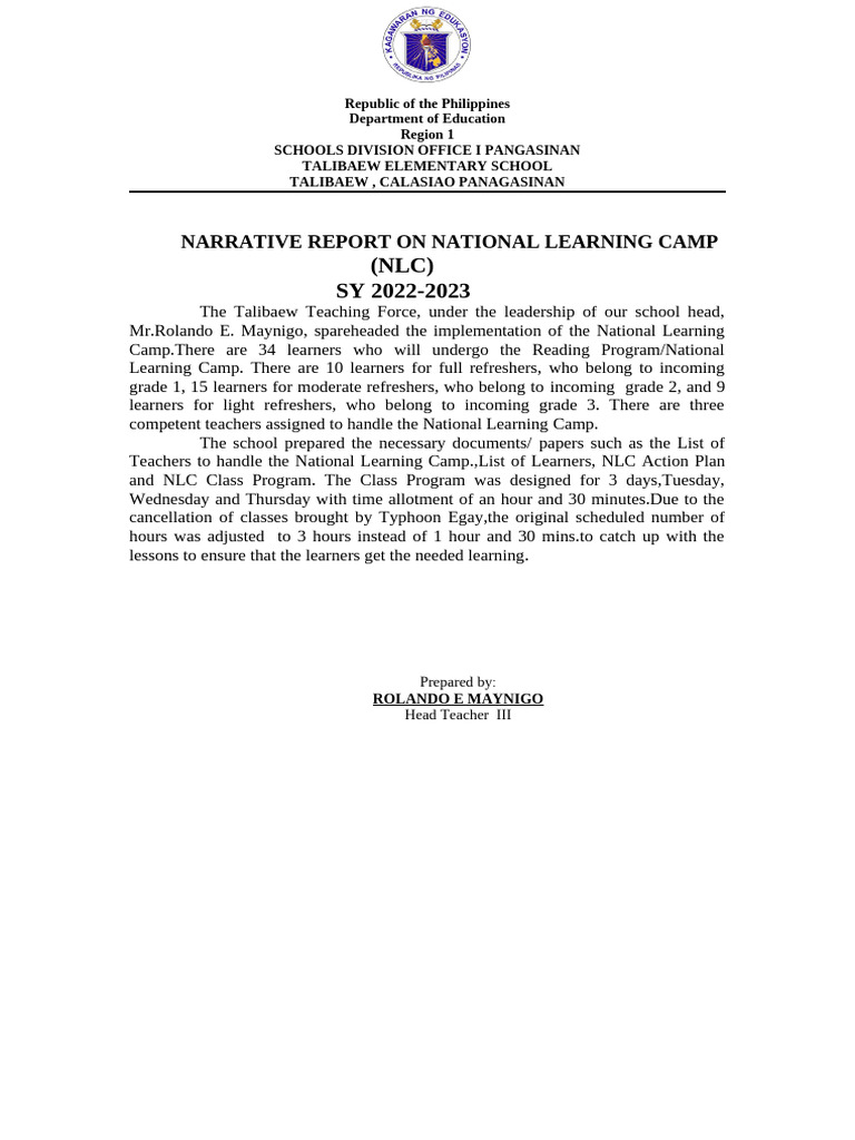 NLC Narrative Report | PDF