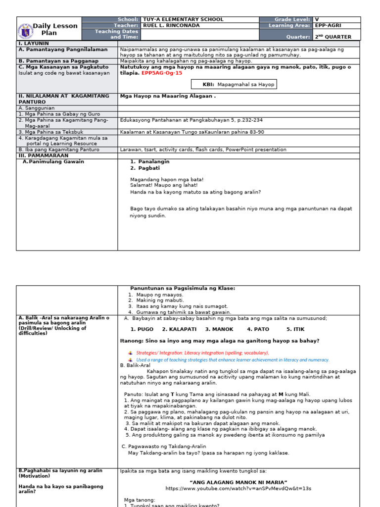 CO QUARTER 2 - Natutukoy Ang Mga Hayop Na Maaaring Alagaan Gaya NG ...