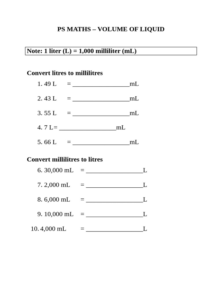 PS MATHS - Volume of Liquid | PDF