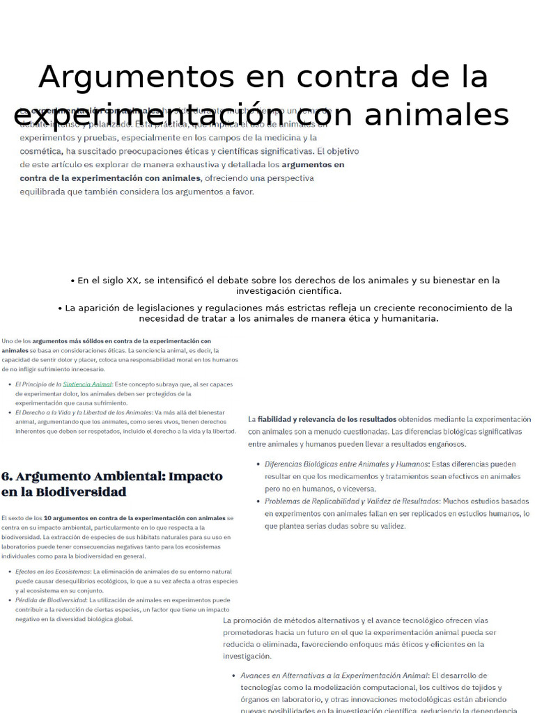 Argumentos en contra de la experimentación con animales | PDF