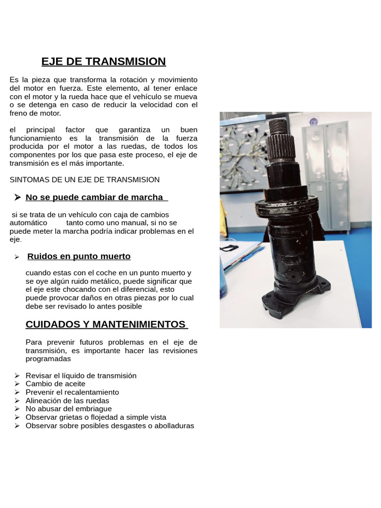 Importancia del Eje de Transmisión | PDF | Eje | Vehículos terrestres