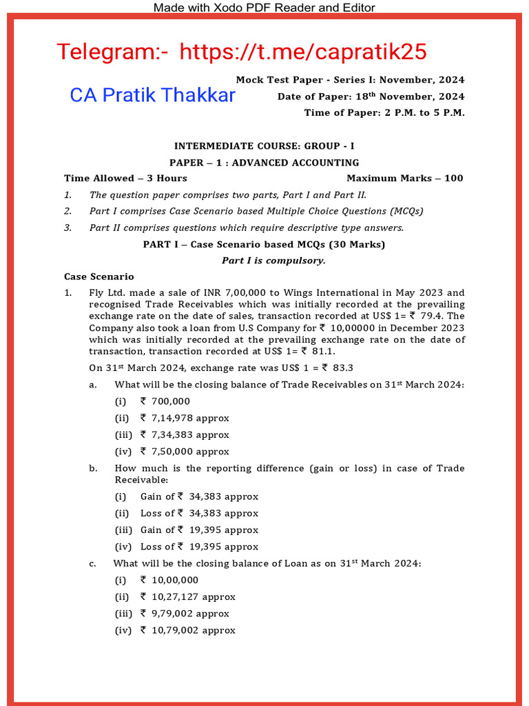 MTP 1 CA Inter Jan 2025. | PDF | Equity (Finance) | Expense