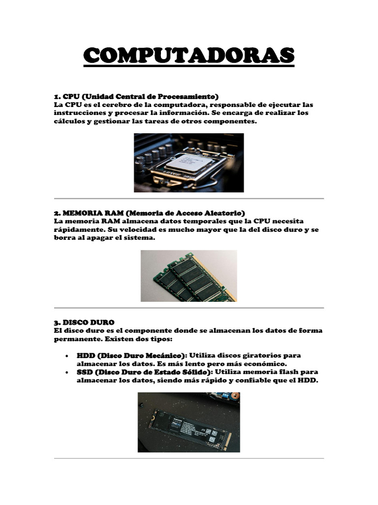 Computadora s | PDF | Microprocesador | Hardware de la computadora