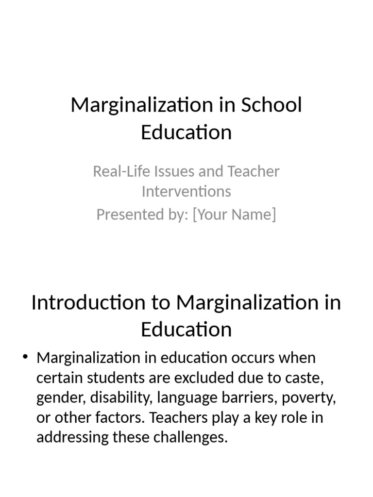 Marginalization in School Education | PDF | Social Exclusion | Disability