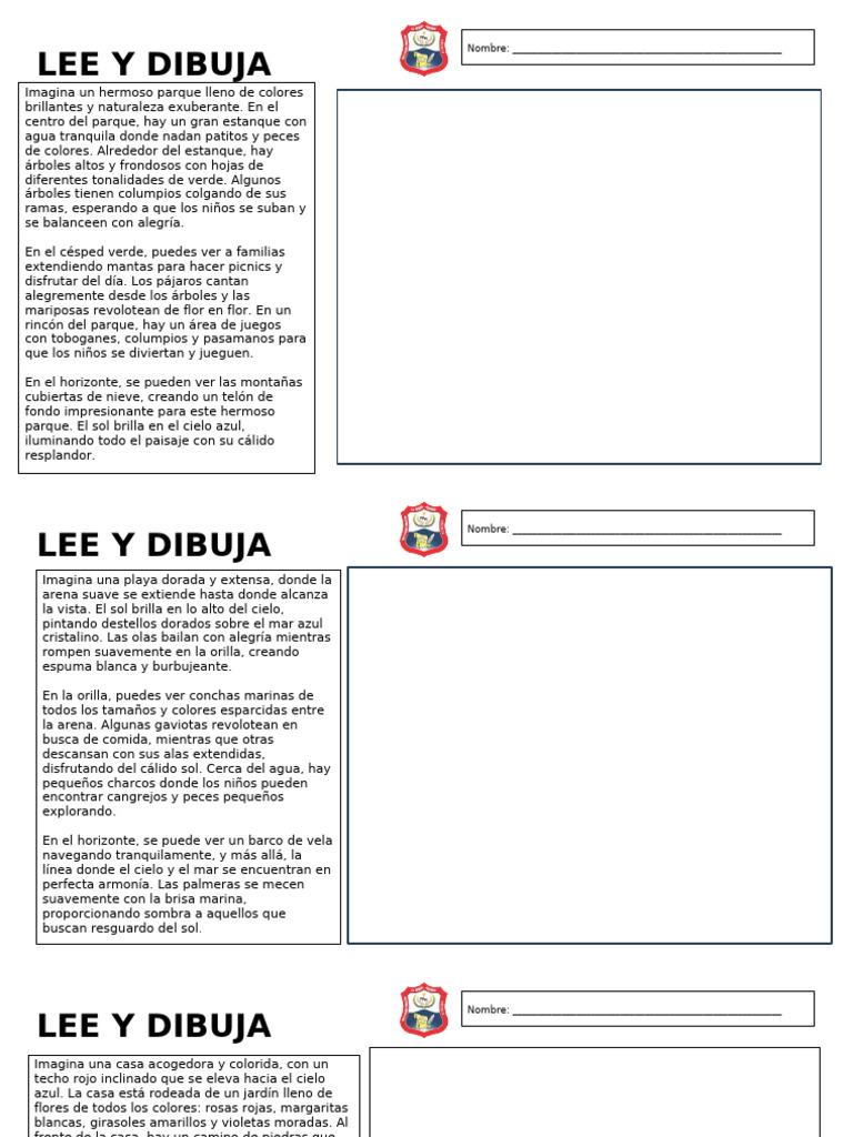 COMPRENSIÓN DE LECTURA para Dibujar | PDF