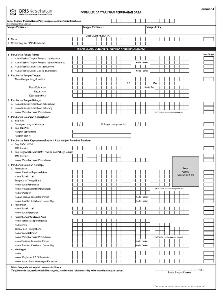 Form 4 Perubahan Data Bpjs | PDF