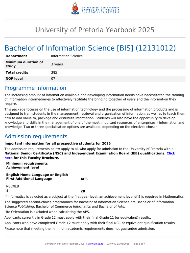 Programme 12131012 Abridged | PDF | University And College Admission | Bachelor's Degree