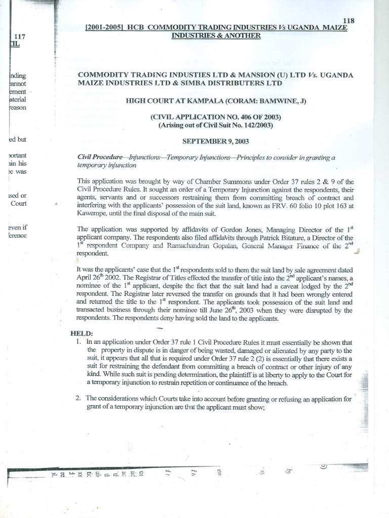 Commodity Trading Industries V Uganda Maize Industries | PDF