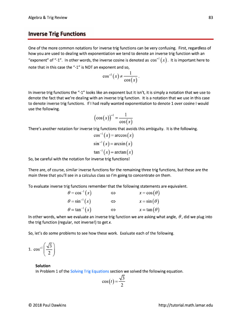 Trig Review Inverse 19 | PDF