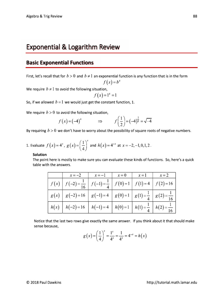 Exponential Review 20 | PDF